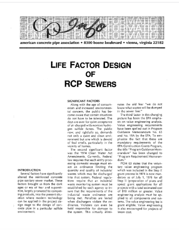 Life Factor Design of RCP Sewers