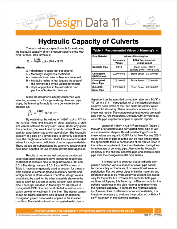 Hydraulic Capacity of Culverts