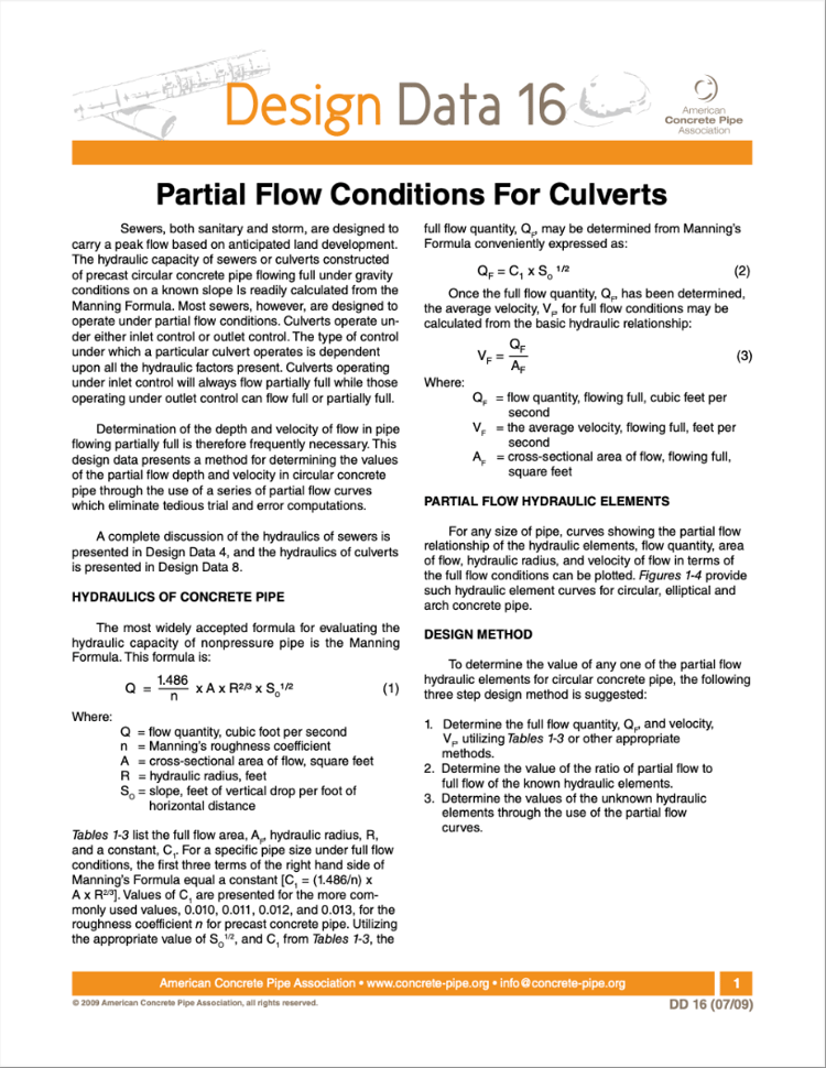 Partial Flow Conditions for Culverts