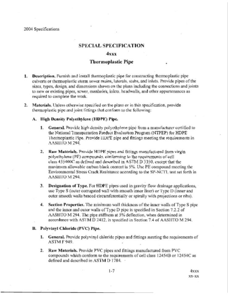 Texas DOT Specifications