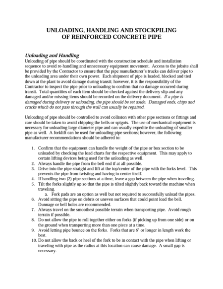 Unloading Handling and Stockpiling of RCP