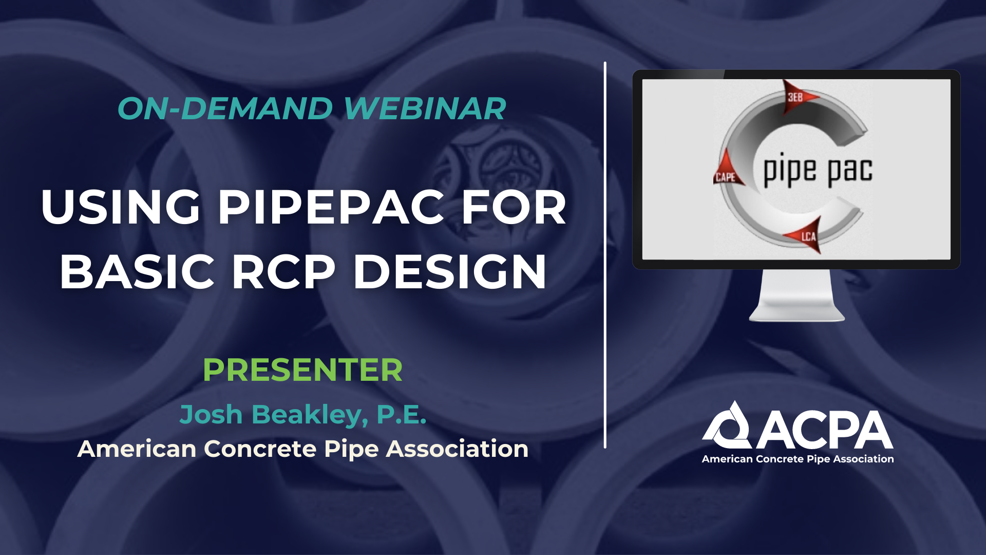 Webinar - Using PipePac for Basic RCP Design