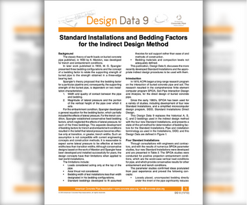 Standard Installations & Bedding Factors for the Indirect Design Method